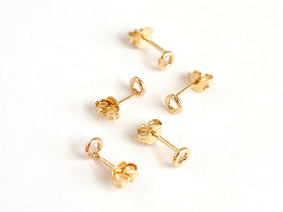 Dainty Tarnish Free Donut Circle Stud Earrings in Solid 14K Yellow Gold for Minimalist Women or Men With Sensitive Ears Etsy
