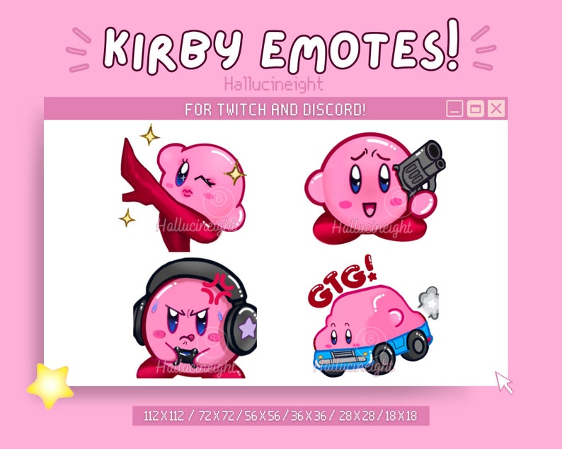 Kirby Emote Set 4 Twitch Discord Youtube Streaming Cute Funny Kawaii ...