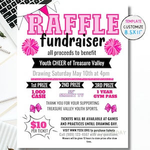 PINK Cheerleading Raffle Fundraiser Template | Cheer Coach | Cheer ...