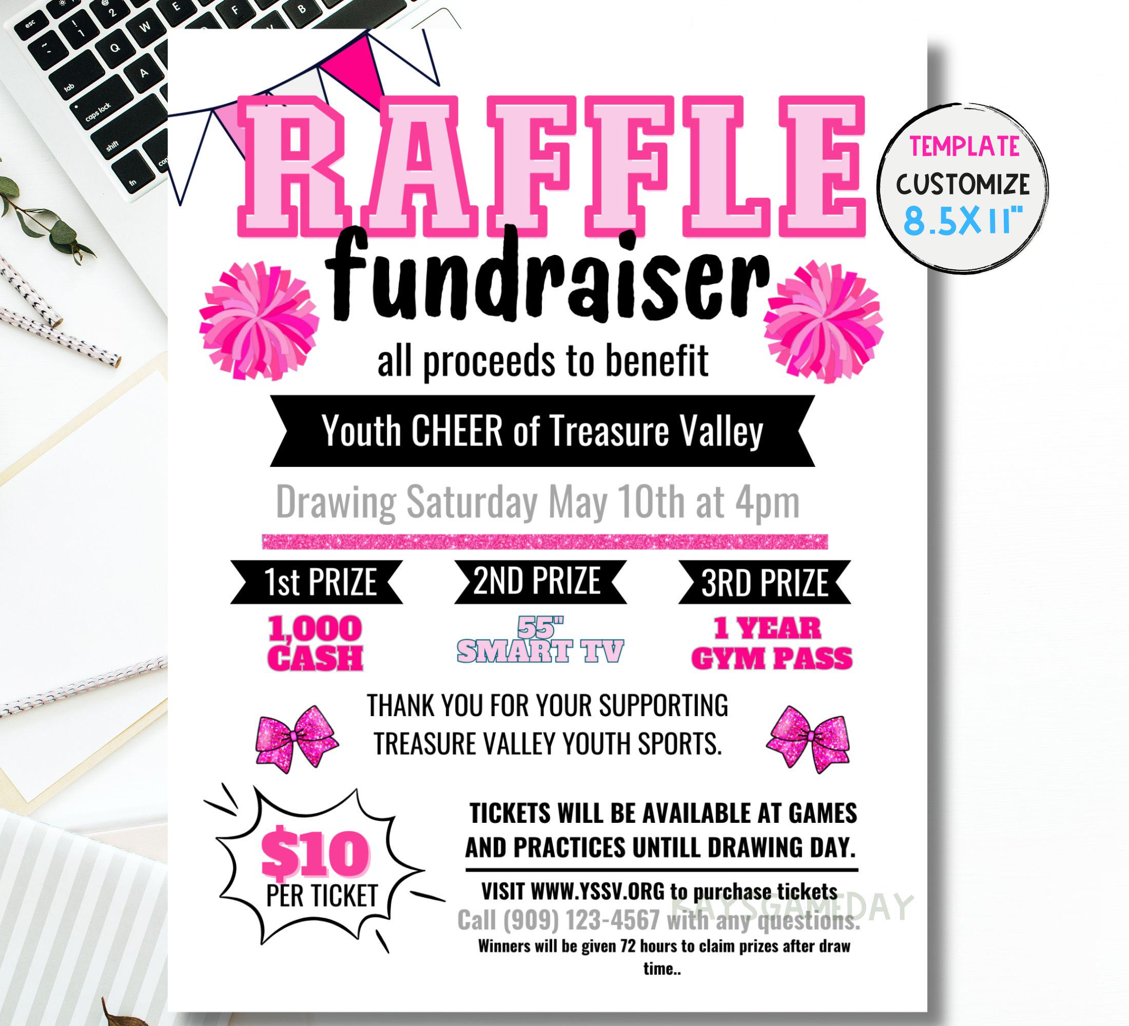 PINK Cheerleading Raffle Fundraiser Template | Cheer Coach | Cheer ...