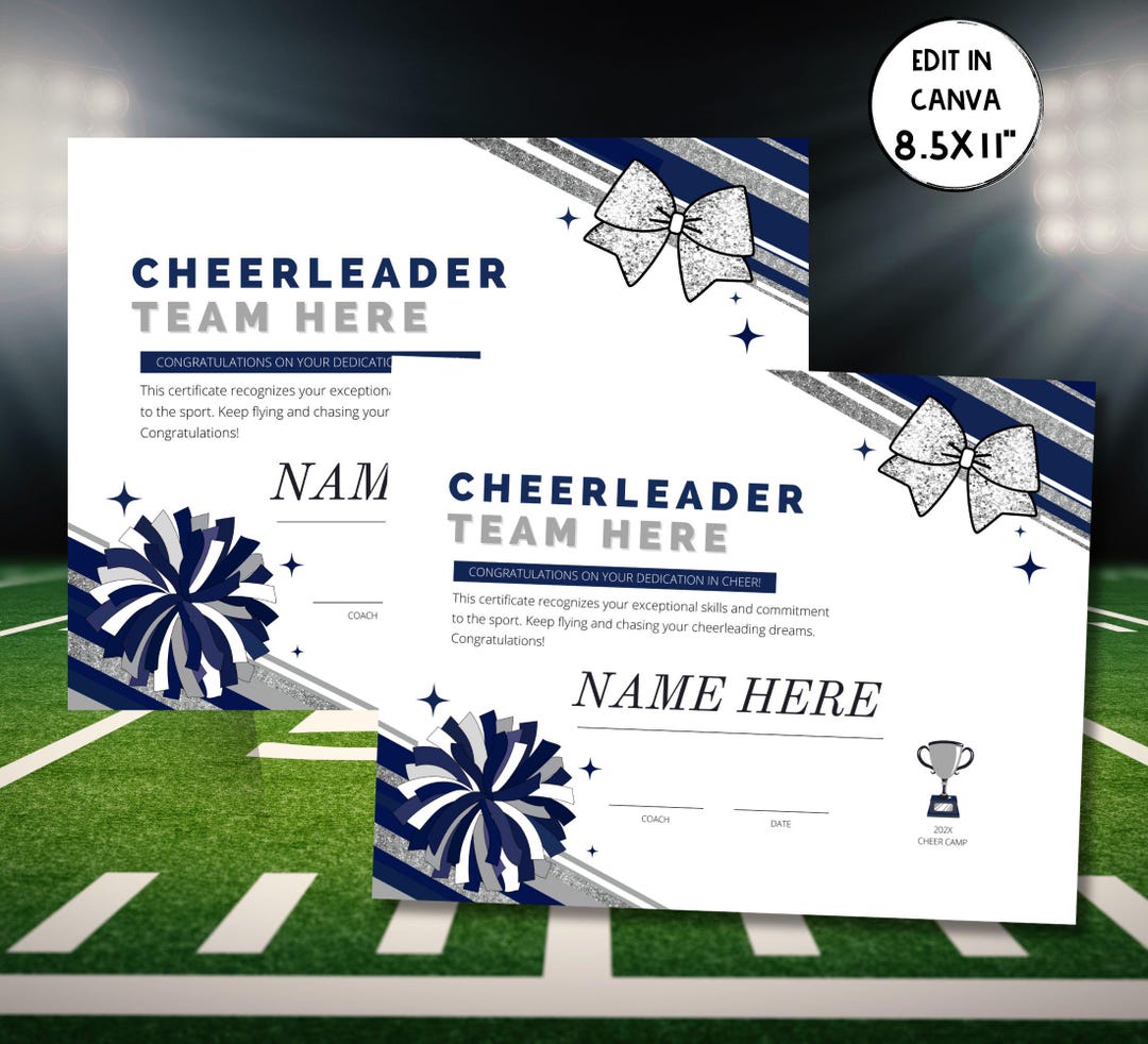 NAVY and SILVER Editable Cheerleading Award Certificates| Team ...
