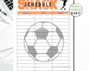 Editable ORANGE & Blue Soccer Snack Sign up | Game Day Snack Template ...