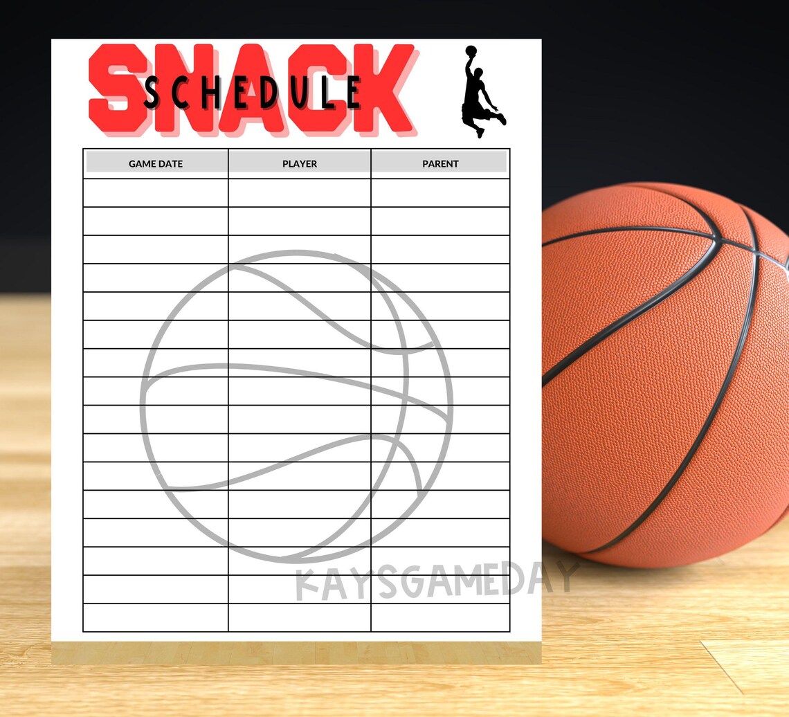 Printable Basketball Snack Schedule Sign up Sheet |basketball Sign up ...