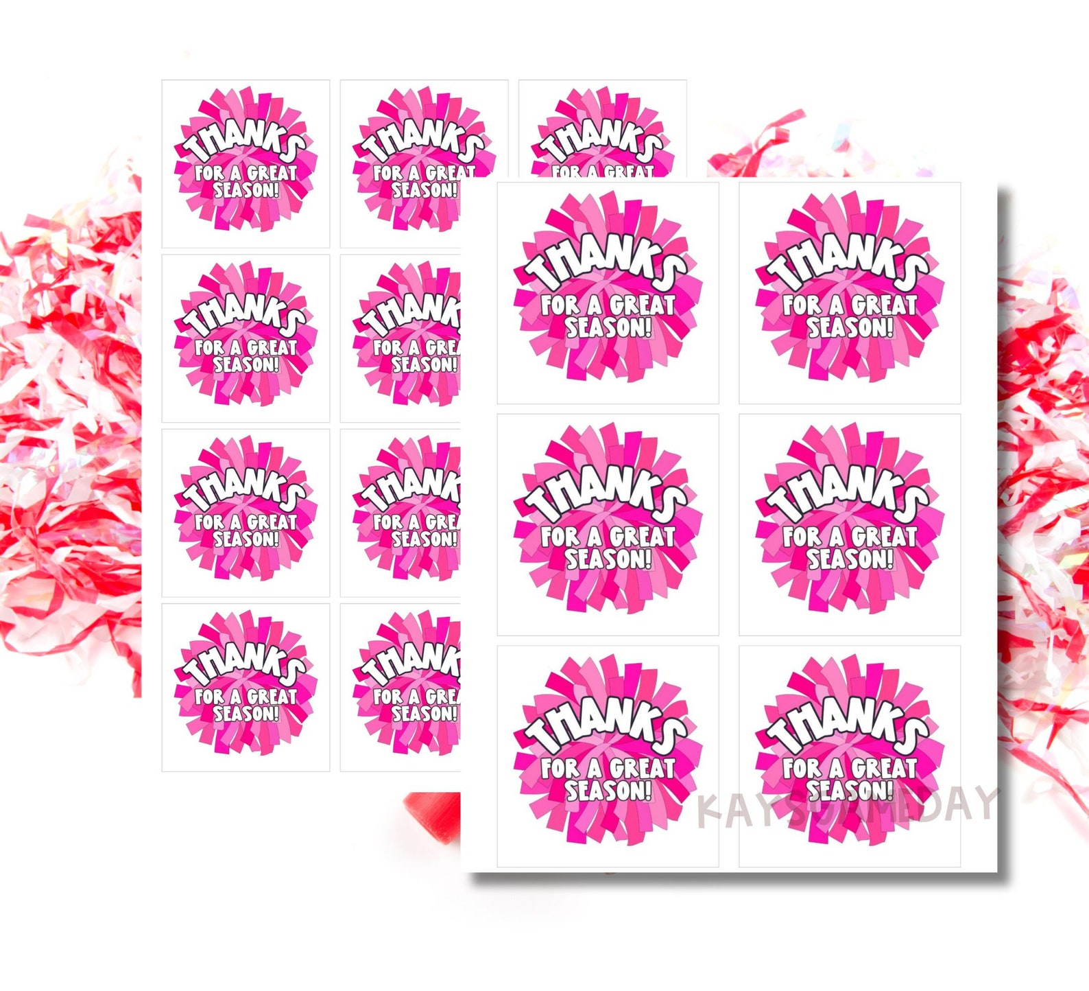 Printable End of Season PINK Cheer Tags | Thanks for a Great Season ...