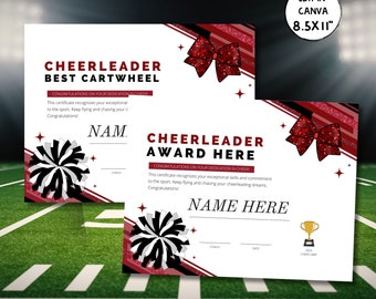 RED and Black Editable Cheerleading Award Certificates| Team ...