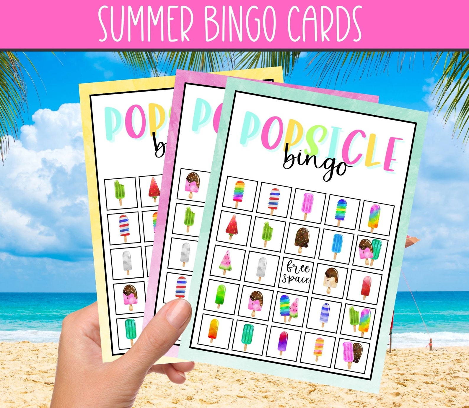 Summer Bingo Pospicle Bingo Card 25 Summer Bingo Cards Summer Activity ...