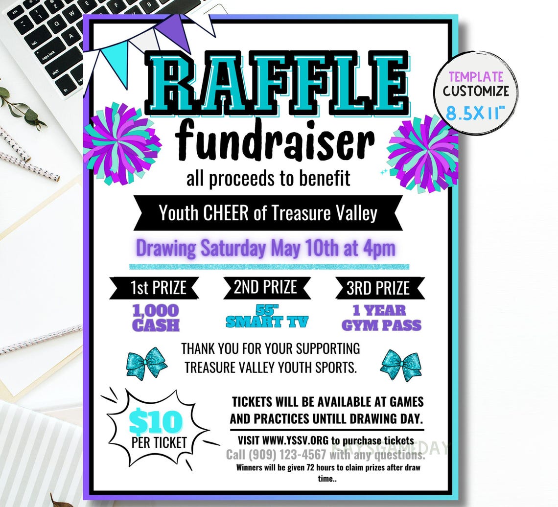 Cheerleading Raffle Fundraiser Template | Cheer Coach | Cheer ...