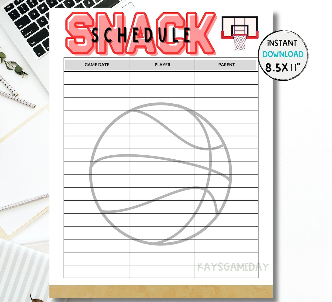 Printable Basketball Snack Schedule Sign up Sheet basketball Sign up ...