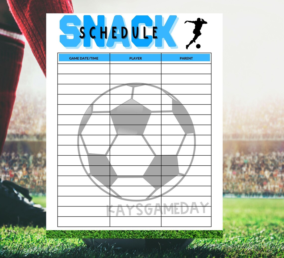 BLUE Soccer Snack Schedule Printable | Soccer Snack Sign up | Sports ...