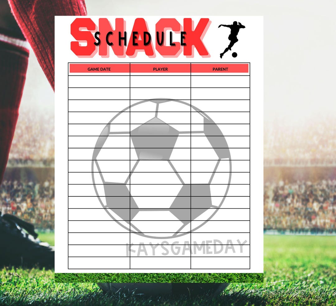 RED Soccer Snack Schedule Printable | Soccer Snack Sign up Sheet | Easy ...