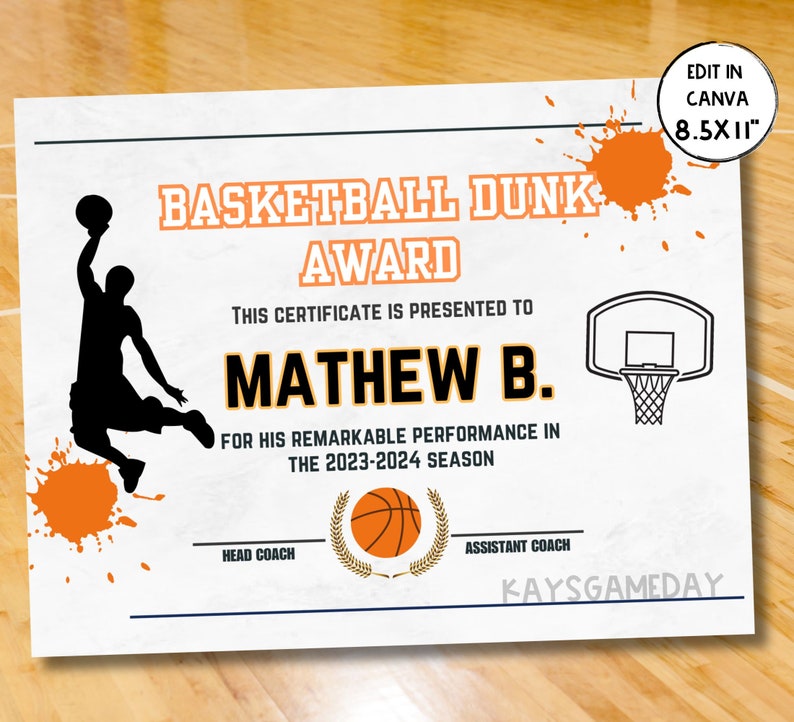 Basketball Certificate Template | Basketball Award Promotion Template ...