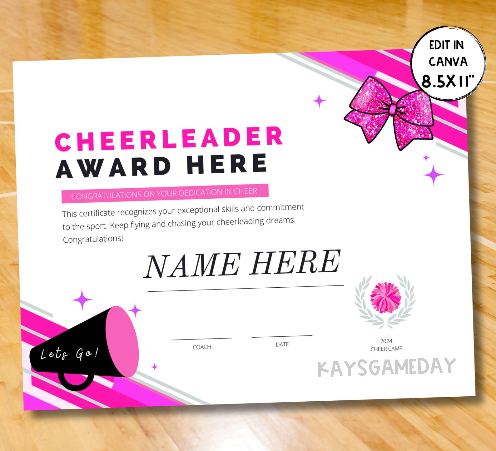 Editable Cheerleading Award Certificates| Team Cheerleader Awards ...