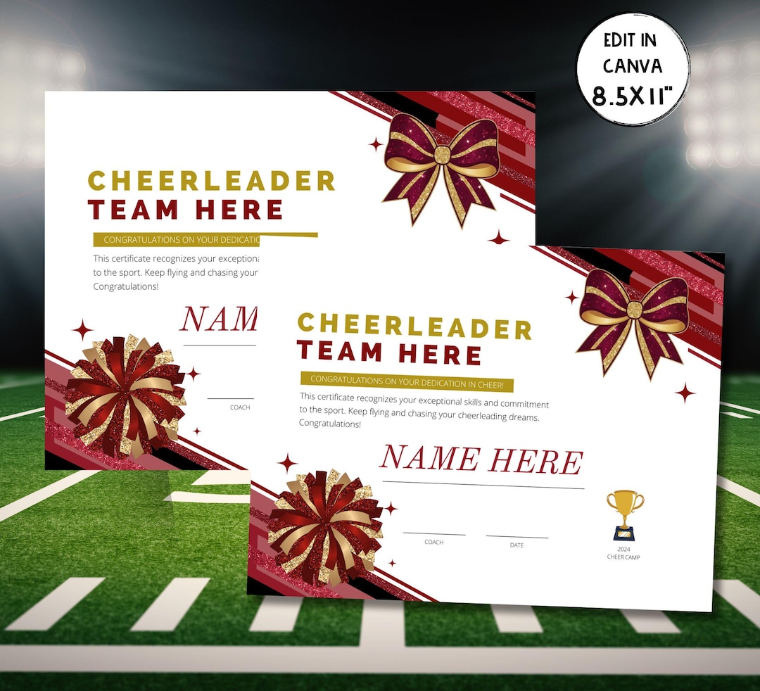 Maroon and Gold Editable Cheerleading Award Certificates| Team ...