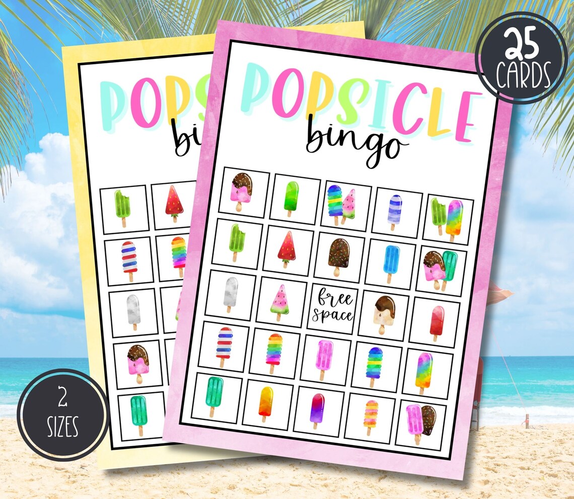 Summer Bingo Pospicle Bingo Card 25 Summer Bingo Cards Summer Activity ...