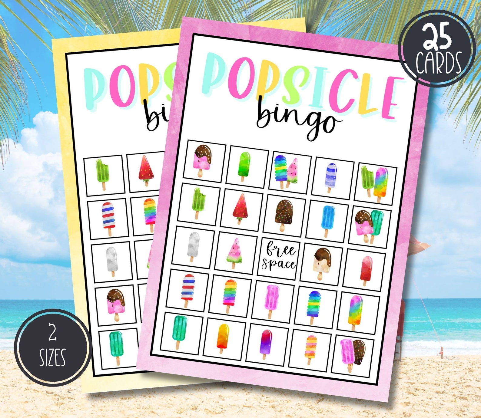 Summer Bingo Pospicle Bingo Card 25 Summer Bingo Cards Summer Activity ...