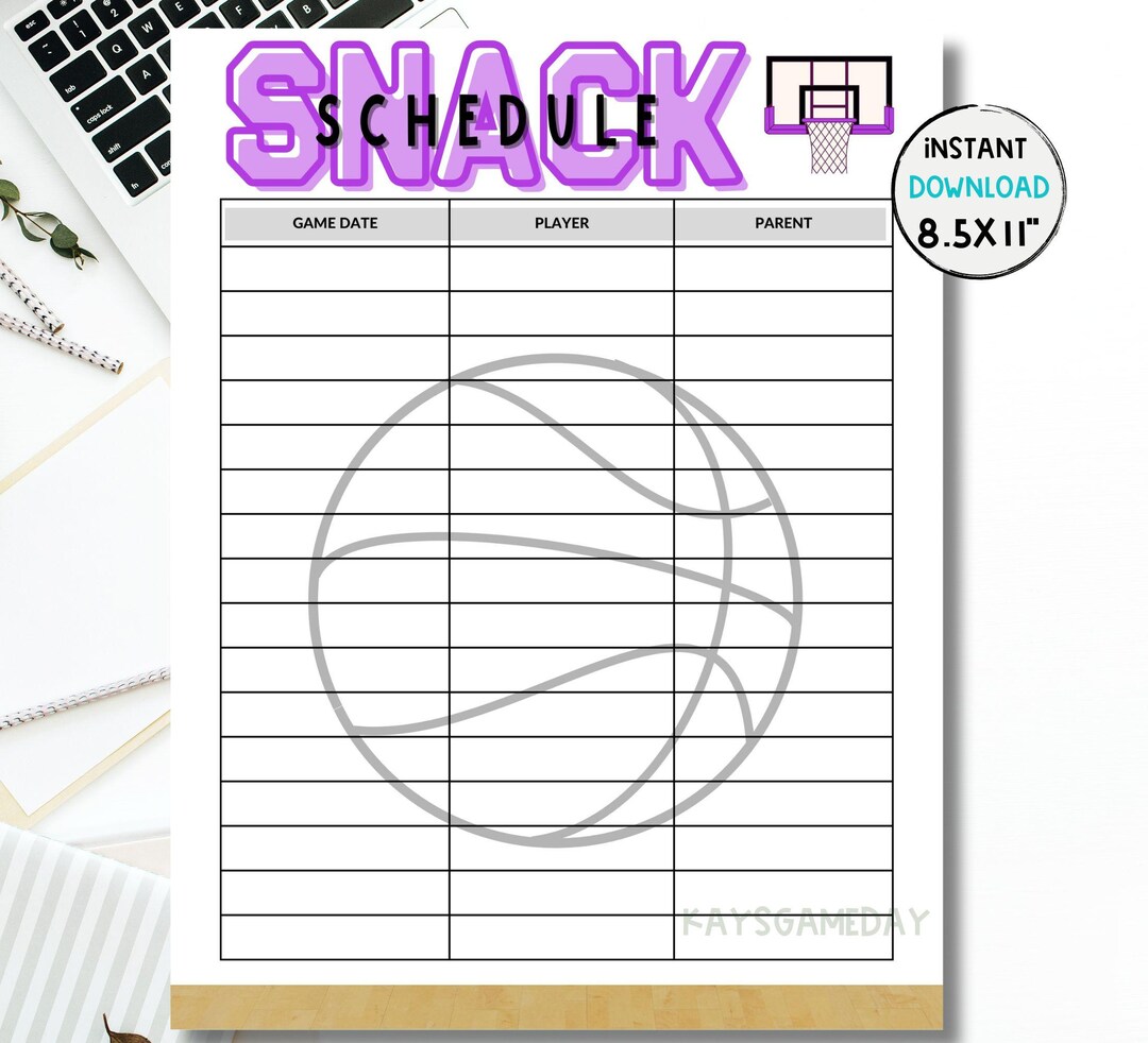 Printable Basketball Snack Schedule Sign up Sheet basketball Sign up ...