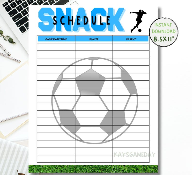 BLUE Soccer Snack Schedule Printable | Soccer Snack Sign up | Sports ...