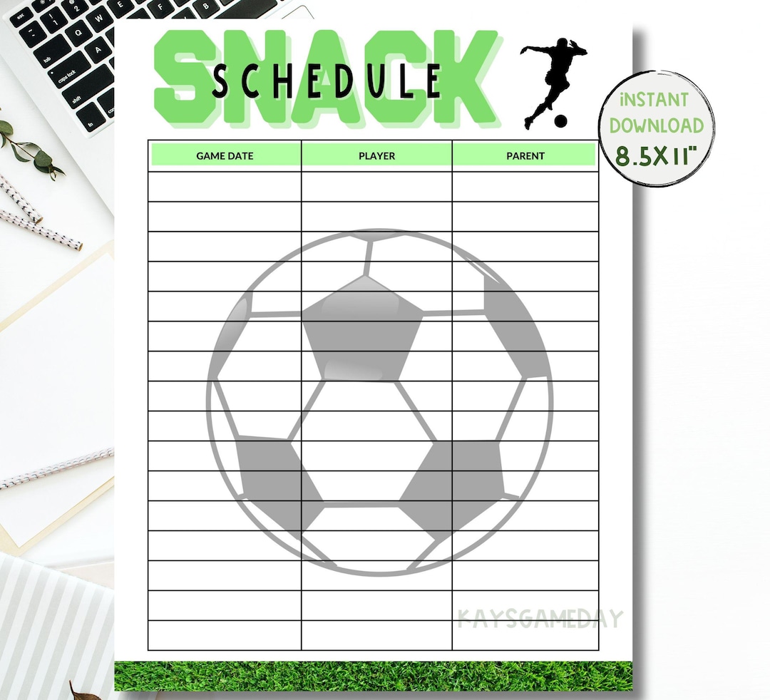 Green Soccer Snack Schedule Printable | Soccer Snack Sign up Sheet ...