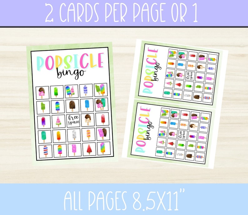 Summer Bingo Pospicle Bingo Card 25 Summer Bingo Cards Summer Activity ...