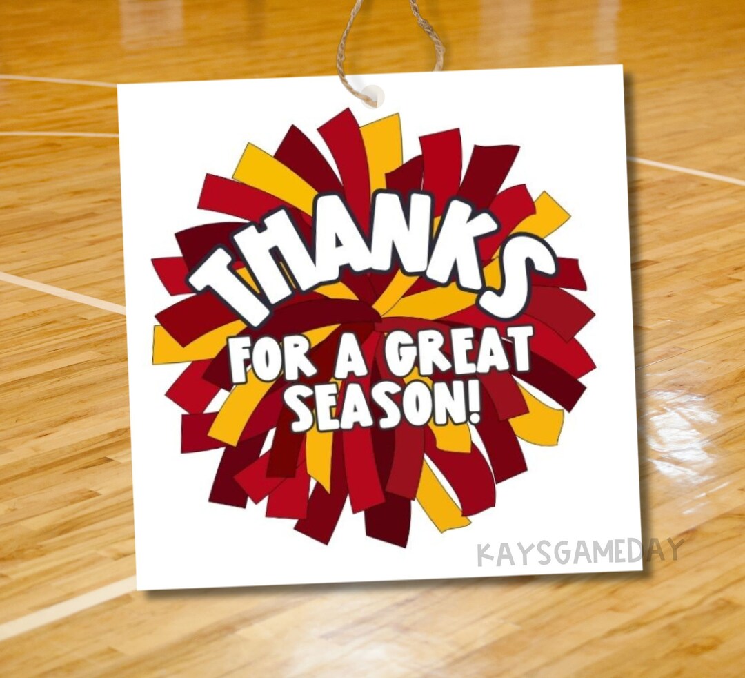Printable End of Season Burgandy Cheer Tags | Thanks for a Great Season ...