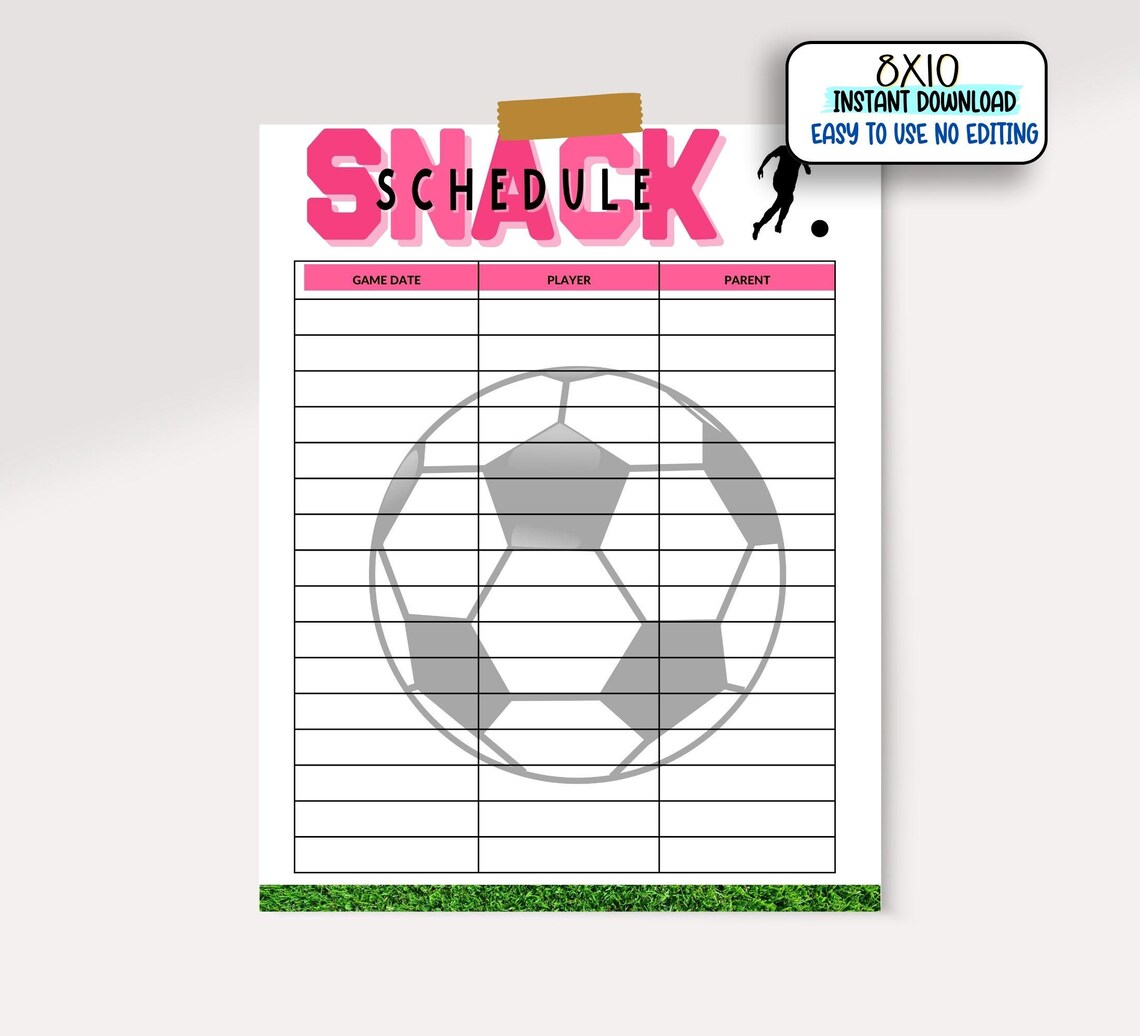 Soccer Snack Schedule Printable | Soccer Snack Sign up Sheet | Easy ...