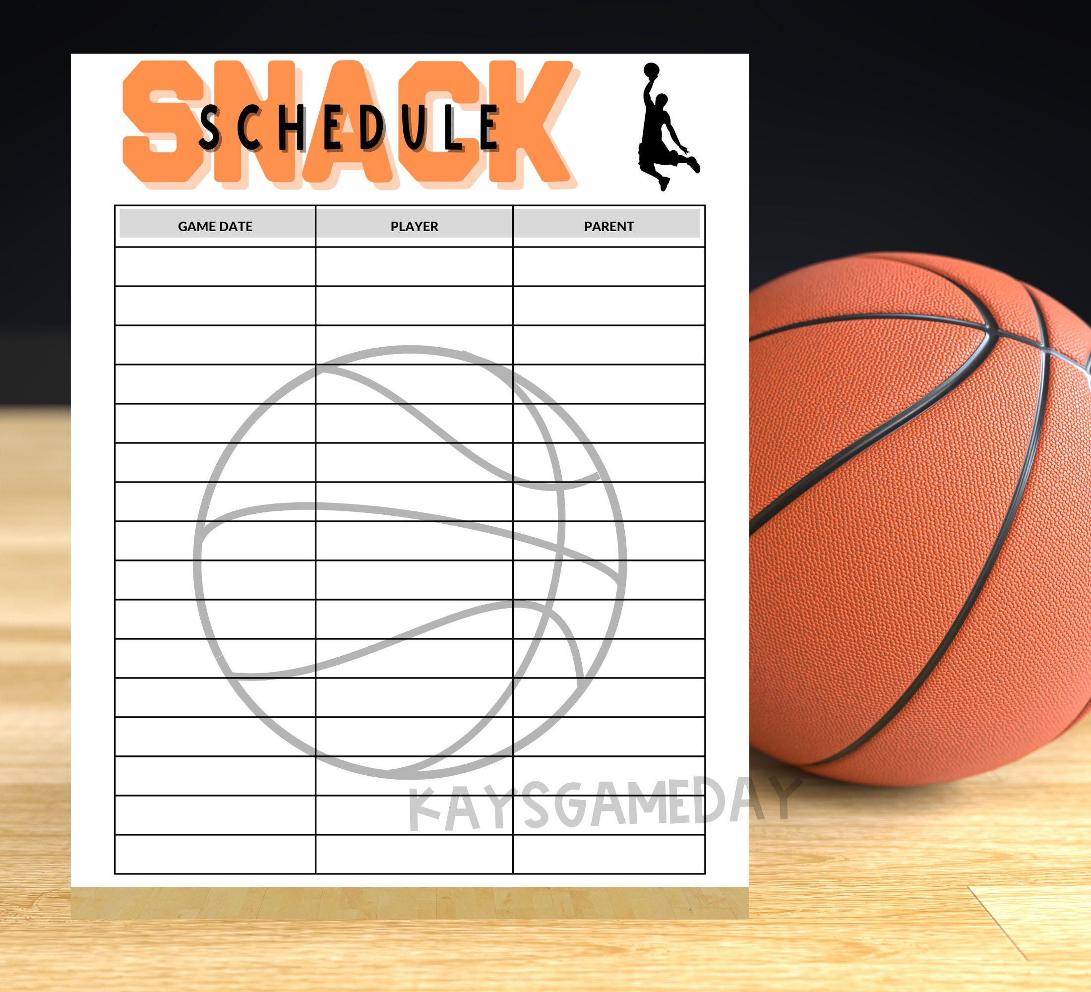 Printable Basketball Snack Schedule Sign up Sheet |basketball Sign up ...