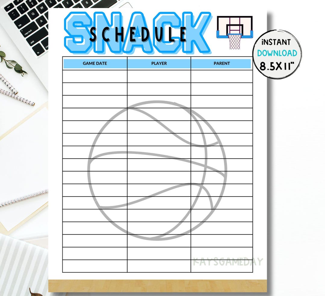 Printable Basketball Snack Schedule Sign up Sheet |basketball Sign up ...