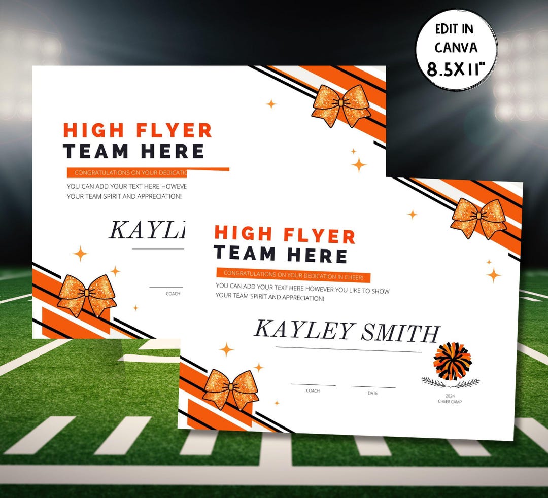 Orange and Black Editable Cheerleading Award Certificates| Team ...
