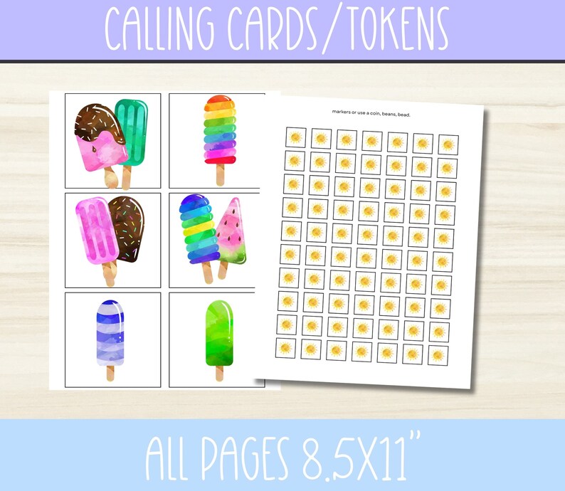 Summer Bingo Pospicle Bingo Card 25 Summer Bingo Cards Summer Activity ...