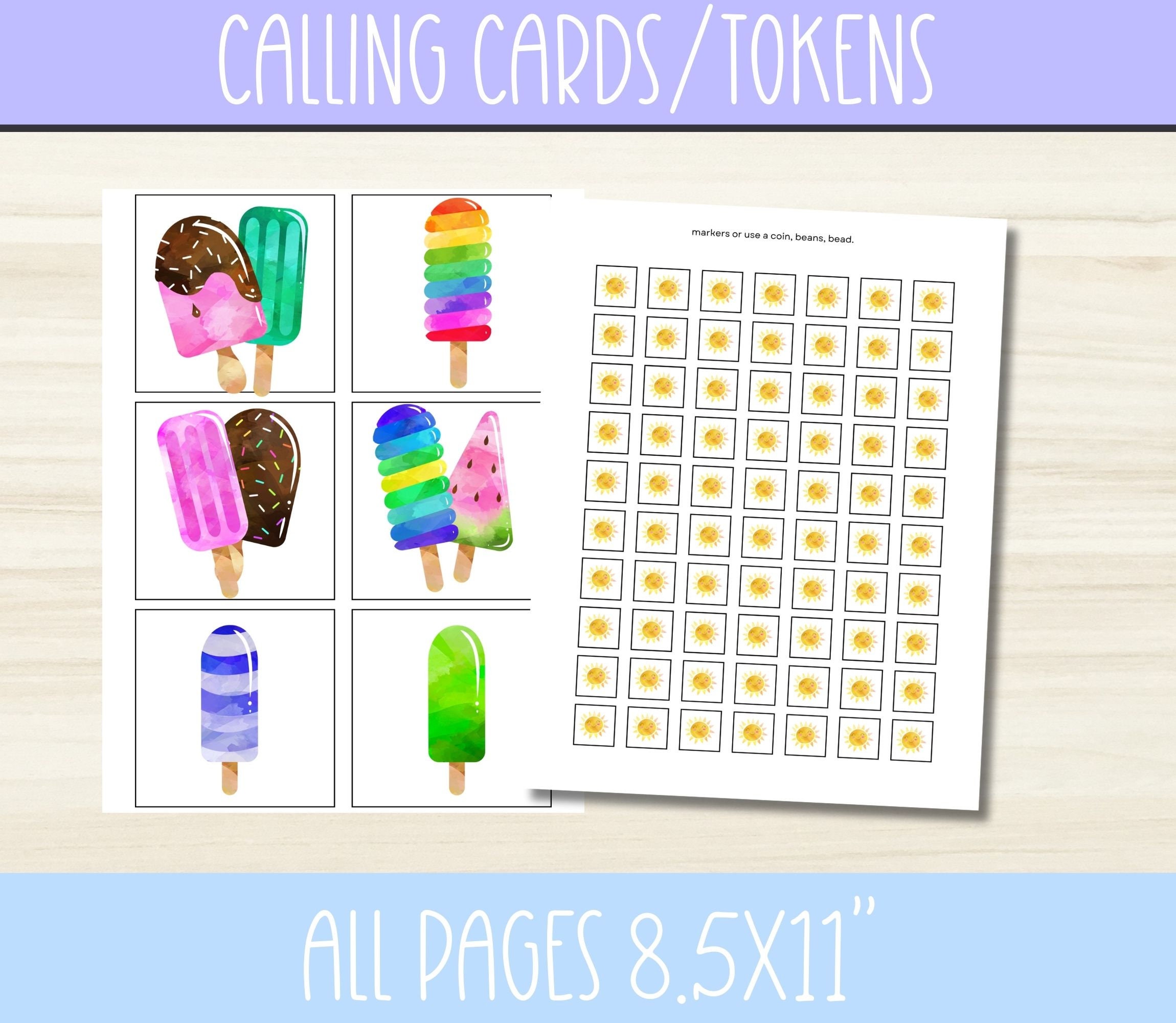Summer Bingo Pospicle Bingo Card 25 Summer Bingo Cards Summer Activity ...