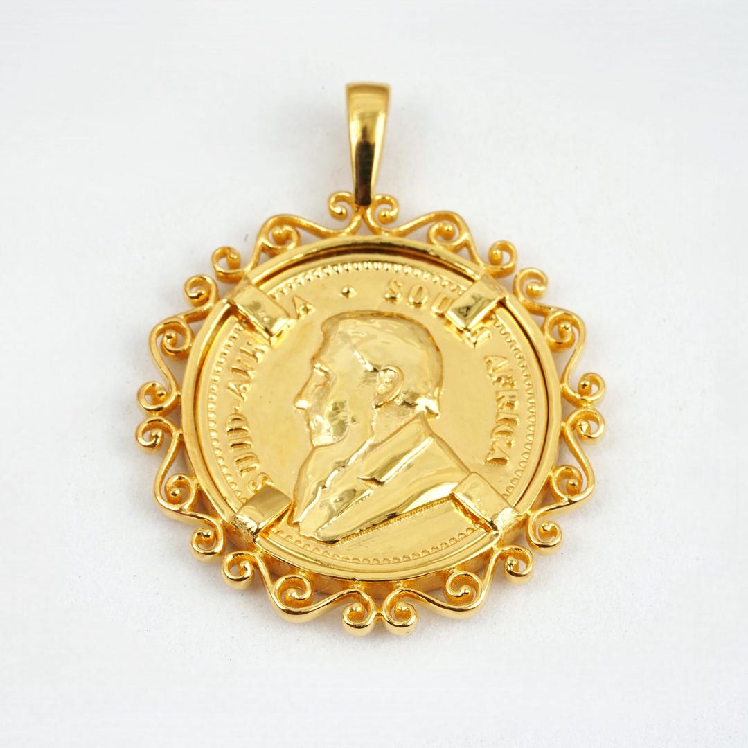 1982 Round Gold Coin, Yellow Gold Chain, Gold Coin Jewelry, Coin ...