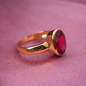 Pink Ruby Ring, 14K Yellow Gold Ring, Wedding Engagement Women's Ring ...