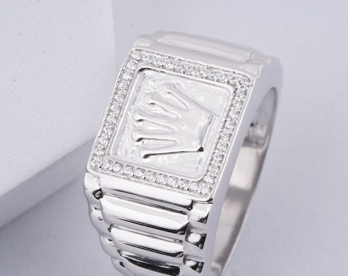 King Crown Shaped Diamond Ring 14k Gold Finish King Crown Royal Ring ...