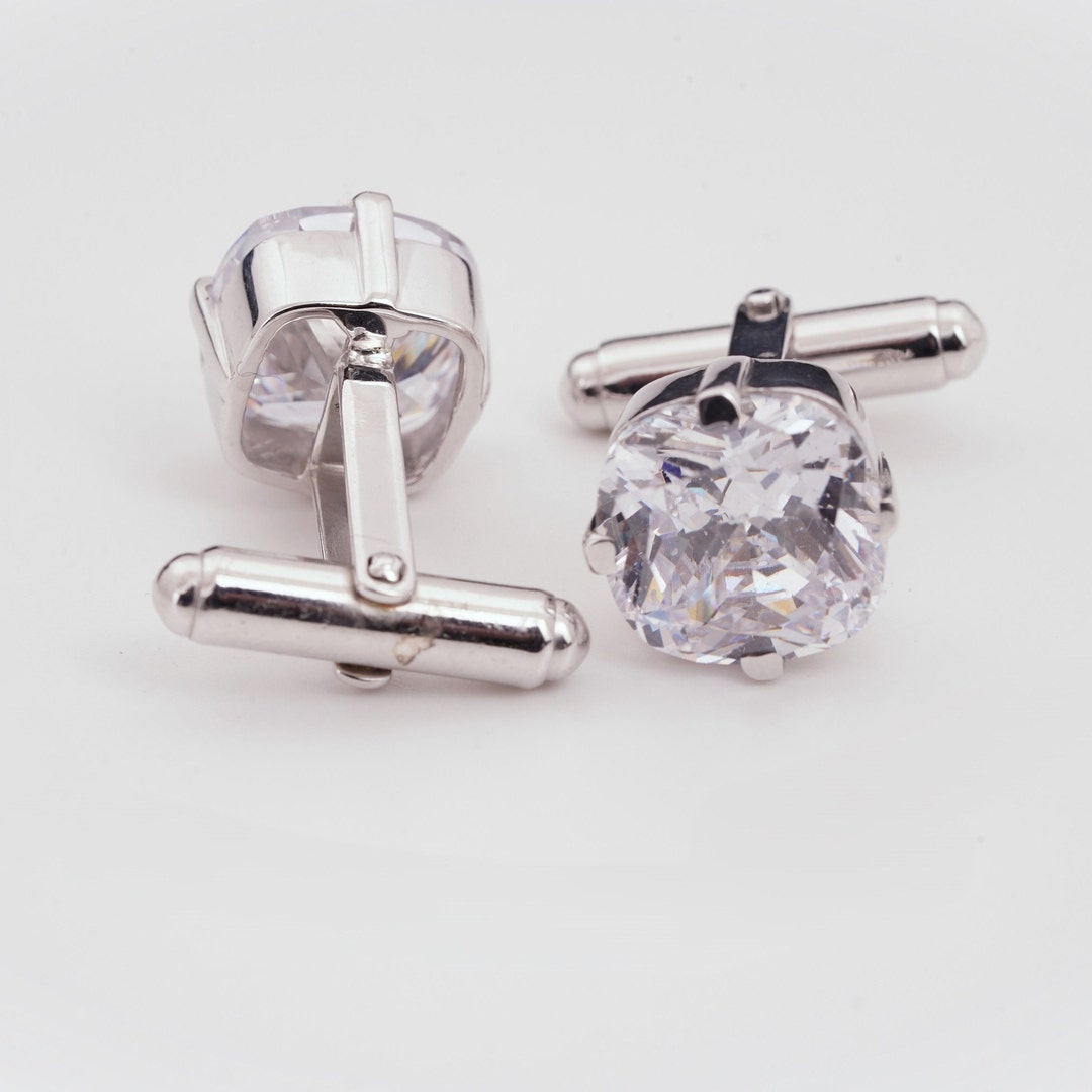 Real Moissanite Cufflinks, Western Classic Design Diamond Cufflinks ...