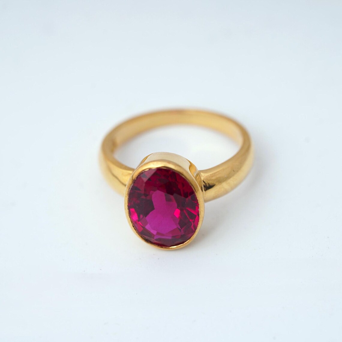 Pink Ruby Ring, 14K Yellow Gold Ring, Wedding Engagement Women's Ring ...