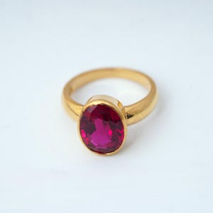 Pink Ruby Ring, 14K Yellow Gold Ring, Wedding Engagement Women's Ring ...