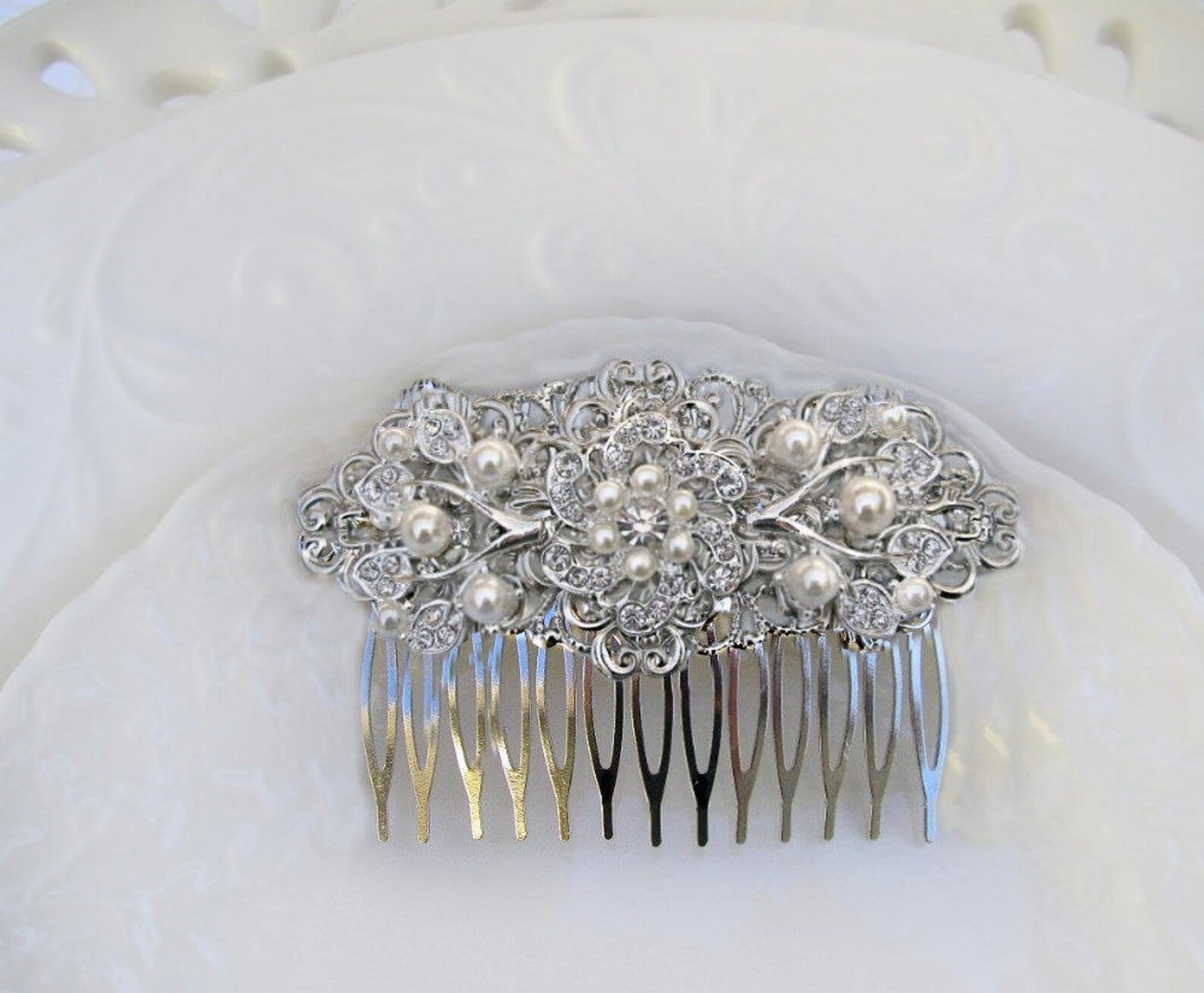 Wedding Hair Comb Crystal Pearl Bridal Comb Pearl Wedding | Etsy