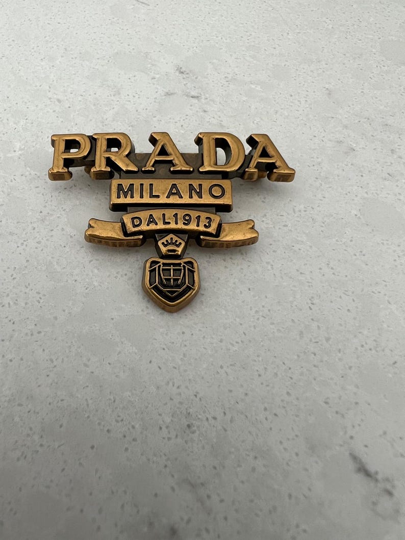 Vintage Prada Milano Metal Brooch - Antique Gold / Silver - Etsy