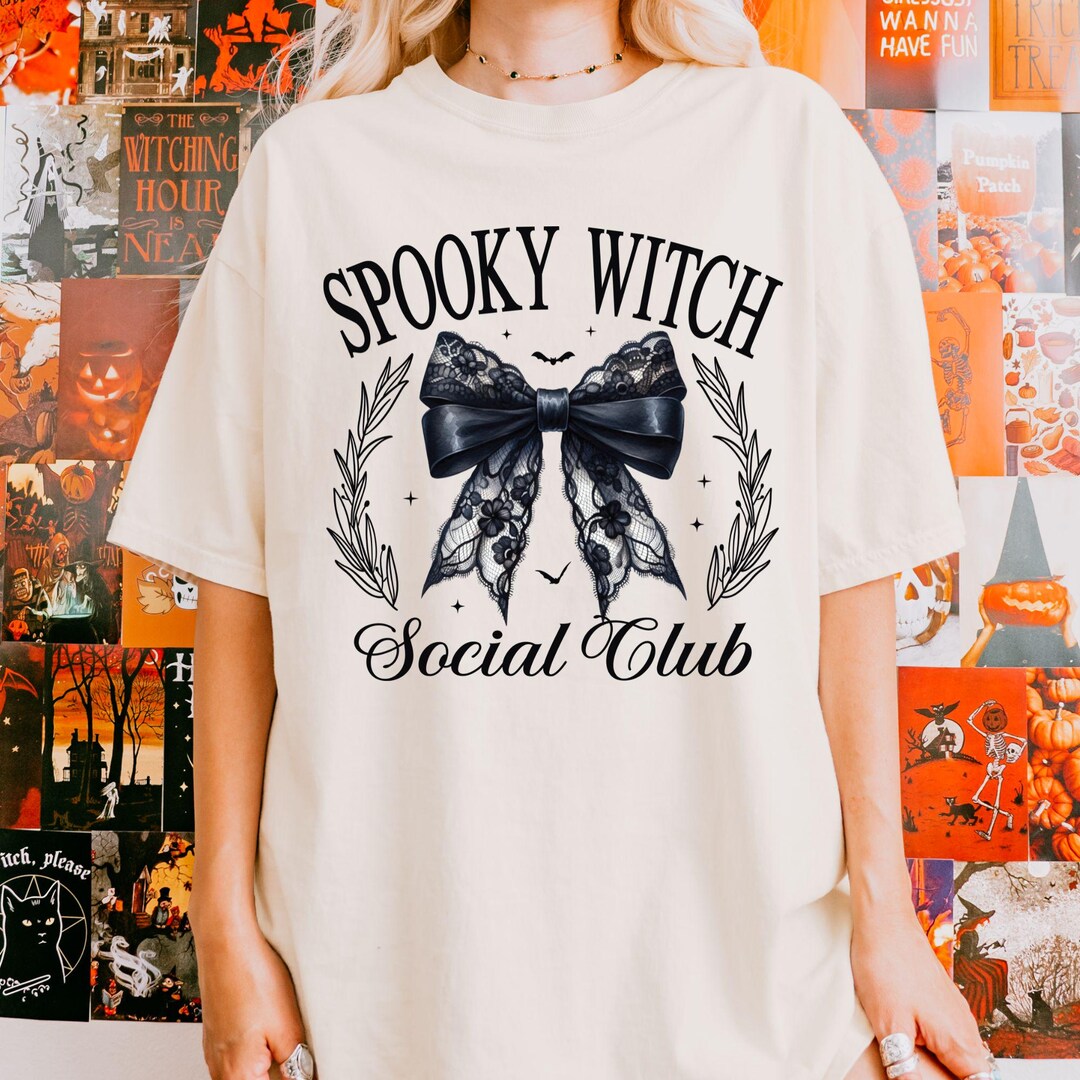 Spooky Witch Social Club T-shirt, Coquette Halloween Shirt, Comfort ...