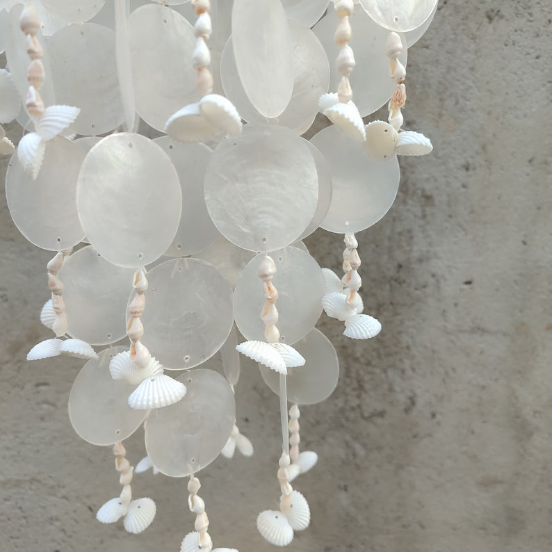 Capiz Chandelier Wind Chime Made by Capiz Shell for Costal Décor & Boho ...