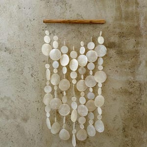 Natural Capiz Shell Wall Decor, Capiz Wall Art, Wind Chime for Costal ...