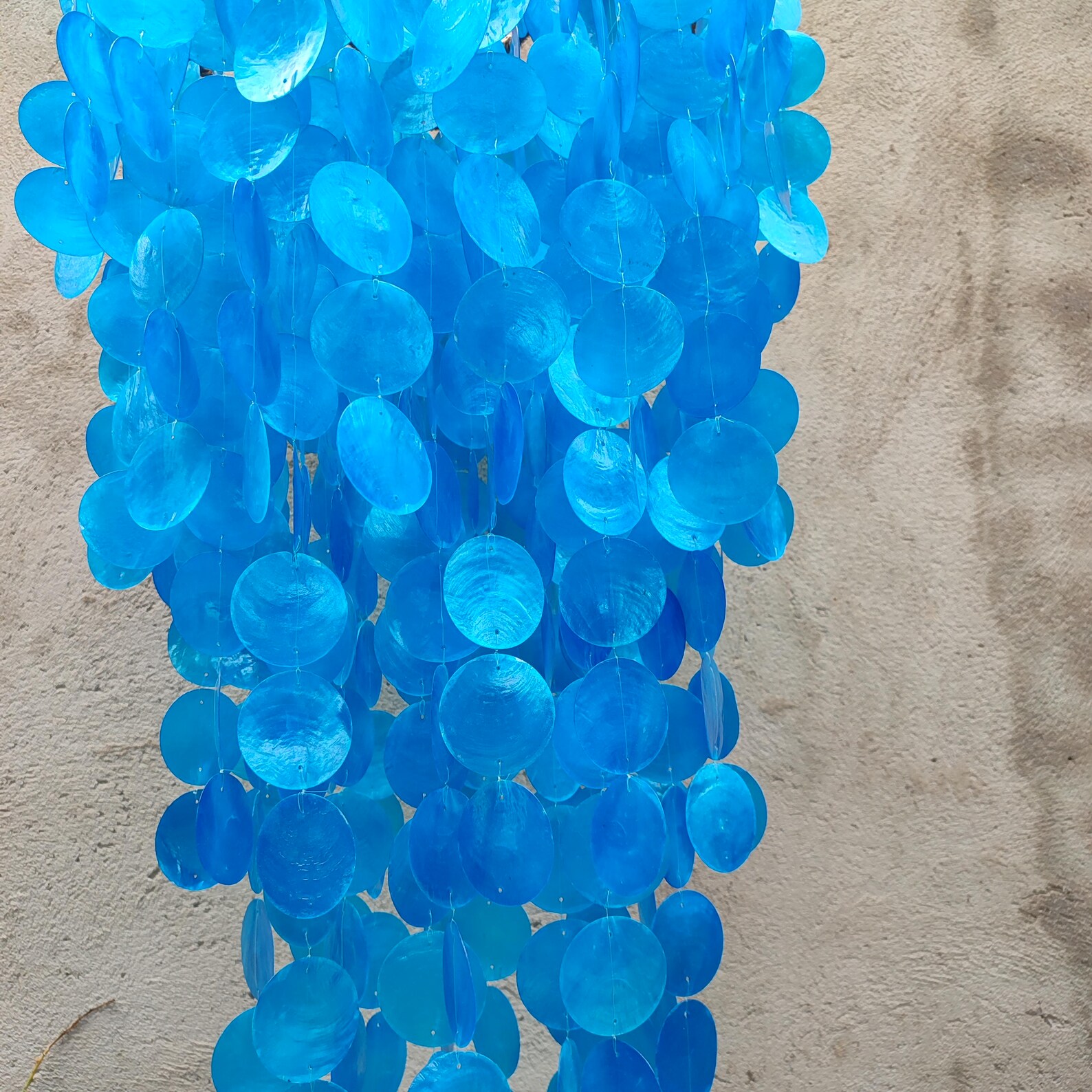Blue Capiz Shell Chandelier: Boho Coastal Lighting Pendant - Etsy