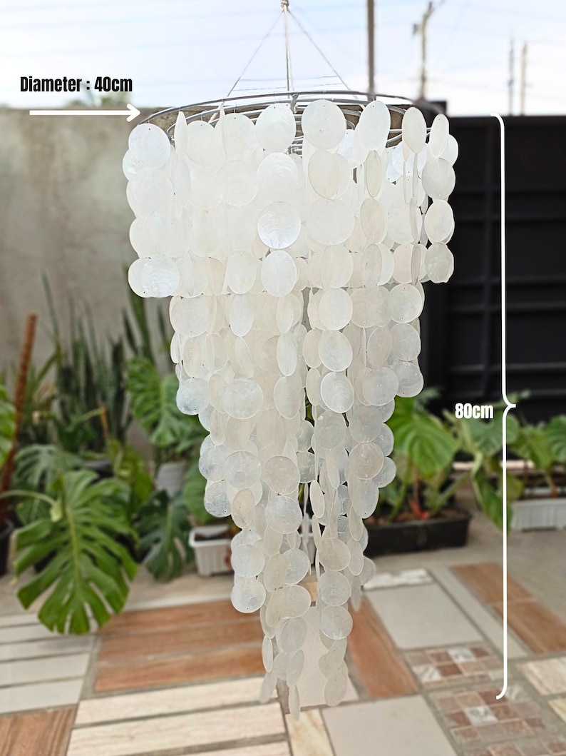 Custom Capiz Shell Chandelier, Lamp Shade, Lighting Pendant, Boho ...