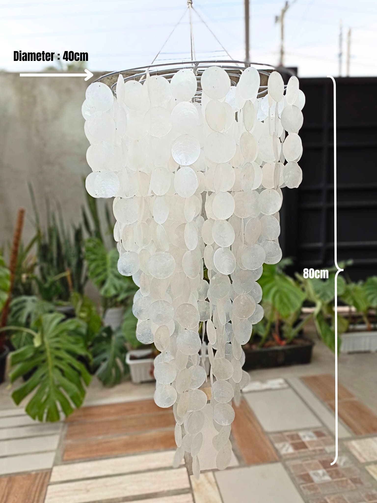 Custom Capiz Shell Chandelier, Lamp Shade, Lighting Pendant, Boho ...
