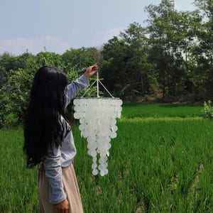 Capiz Shell Chandelier Wind Chime for Tropical Décor | Shell Décor ...