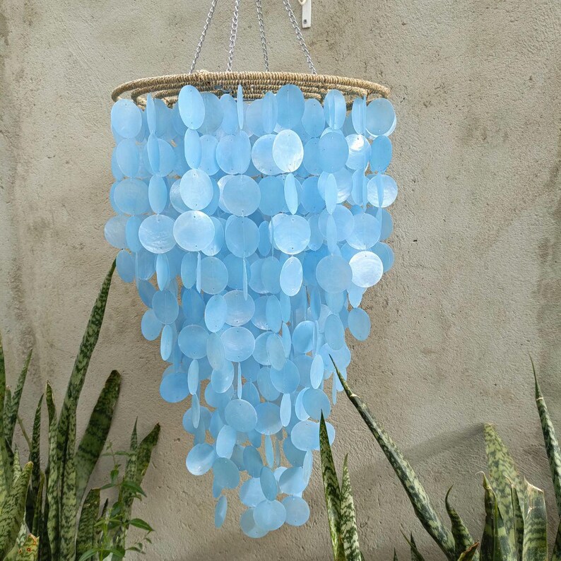 Capiz Shell Chandelier, Lamp Shade, Ceiling Lighting Pendant, Boho ...