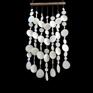 Natural Capiz Shell Wall Decor, Capiz Wall Art, Wind Chime for Costal ...