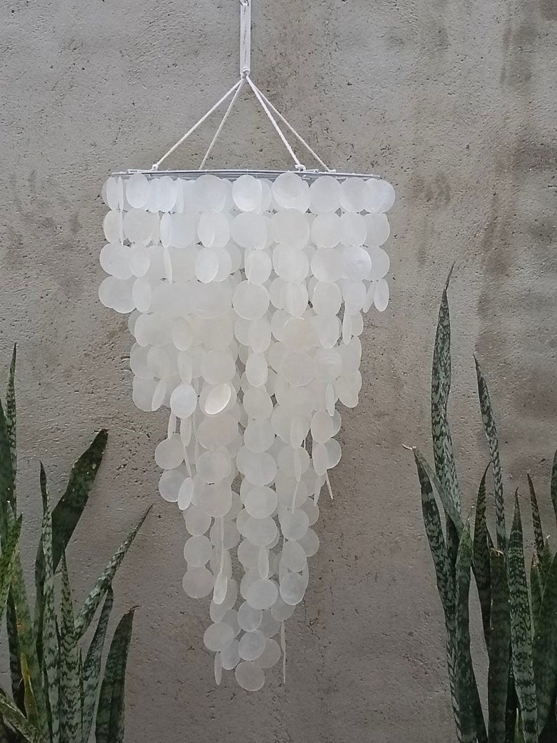 Custom Capiz Shell Chandelier, Lamp Shade, Lighting Pendant, Boho ...