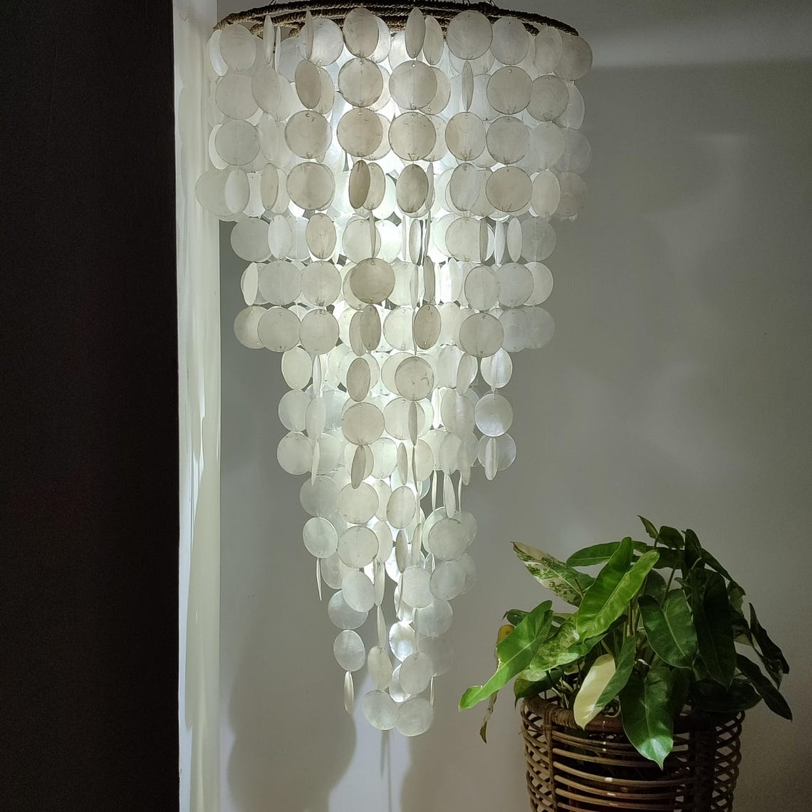 Custom Capiz Shell Chandelier, Lamp Shade, Lighting Pendant, Boho ...