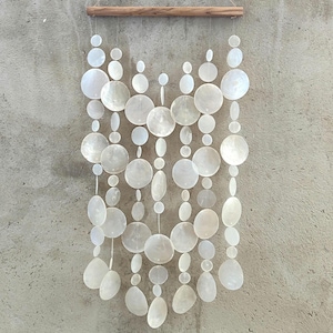Natural Capiz Shell Wall Decor, Capiz Wall Art, Wind Chime for Costal ...